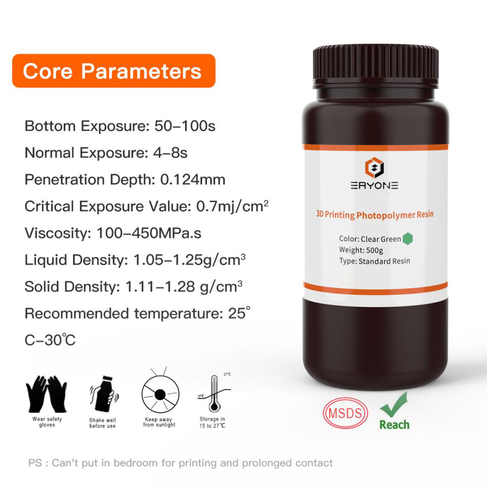 ERYONE 3D Printer Standard Resin Super Low Odor Clear Green