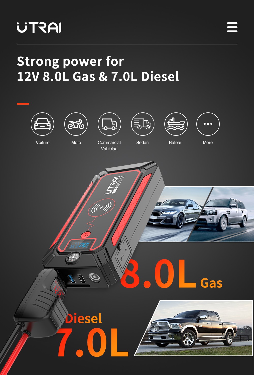 UTRAI Jstar 4 24000mAh 2500A Jump Starter