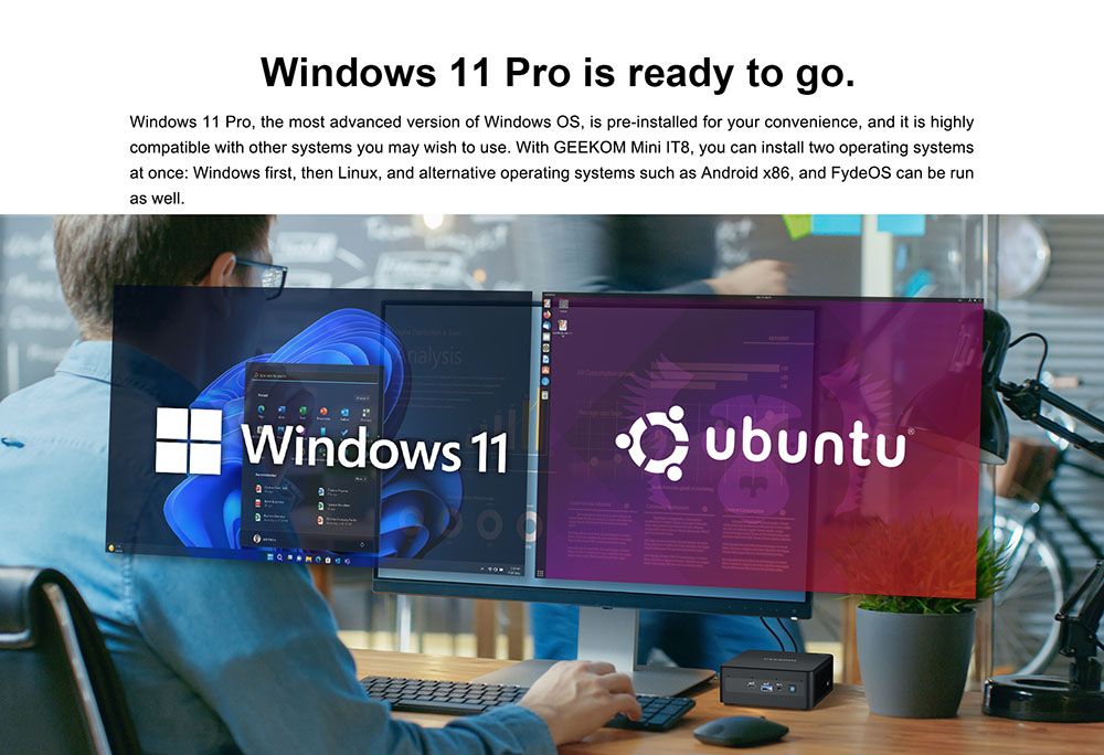 GEEKOM Mini IT8 MiNi PC intel 8th Gen Core i5-8259U 8GB RAM 512GB