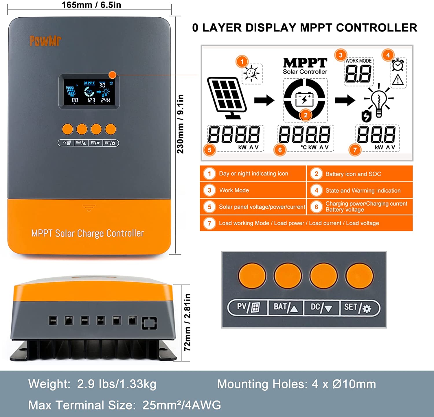 PowMr 60A MPPT Solar Charge Controller
