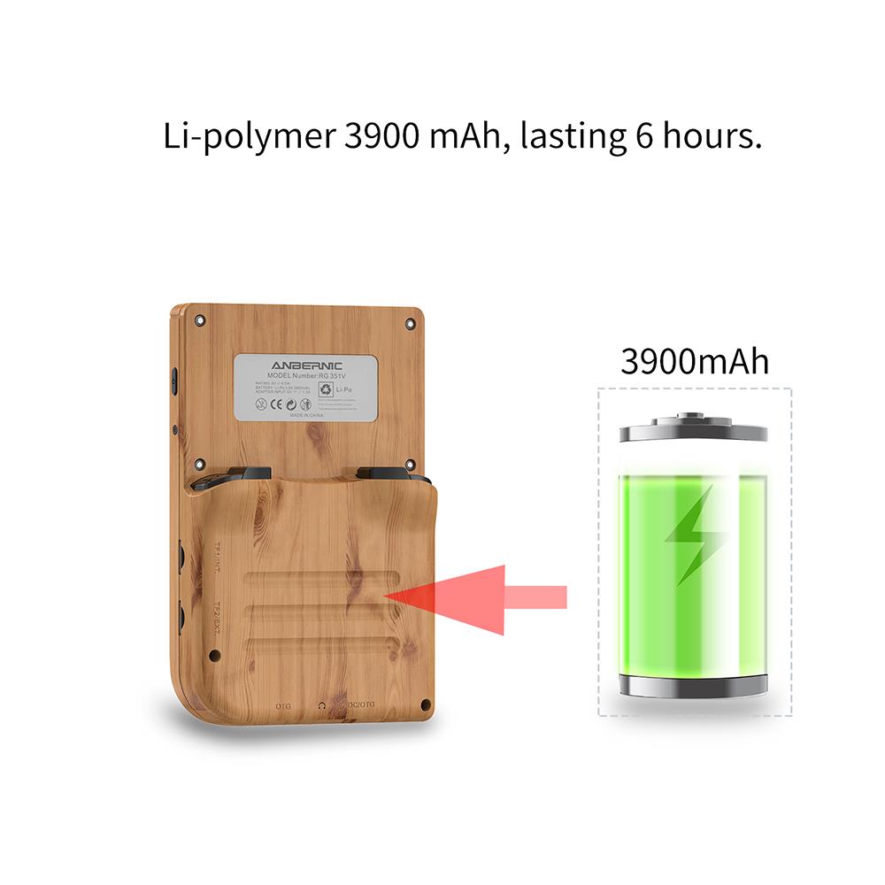 ANBERNIC RG351V 16GB Handheld Retro Game Console Wood Grain