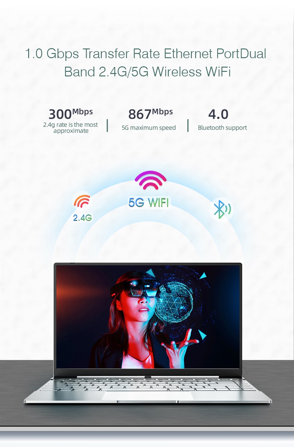 Daysky V14S Laptop 14.1 Inch Intel Celeron N5095 12GB RAM 512GB Green