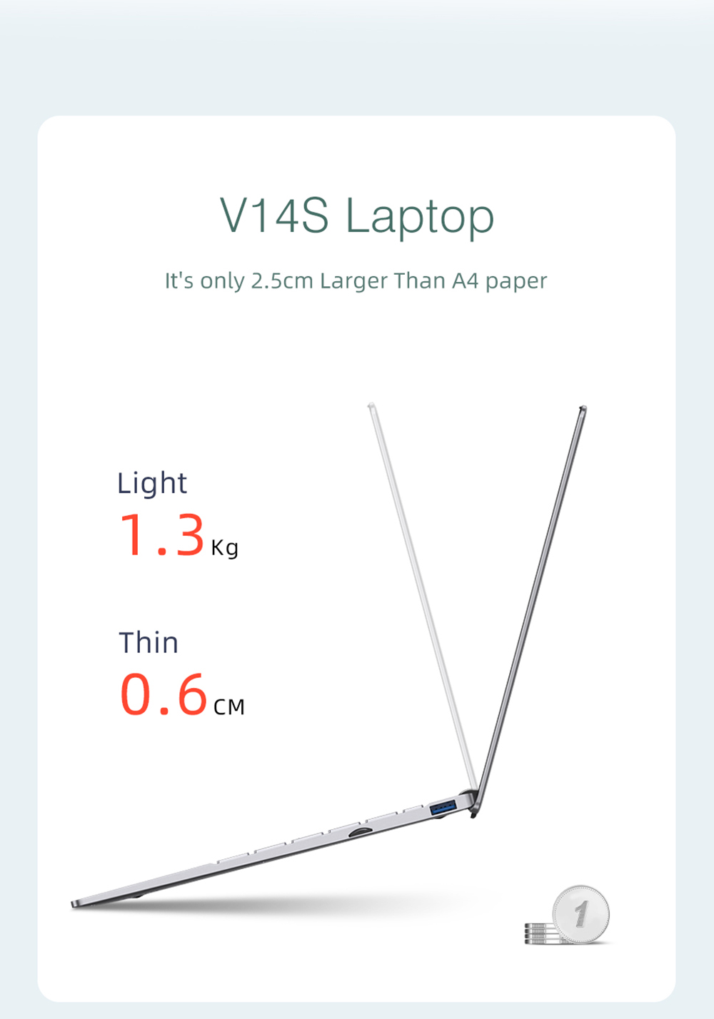Daysky V14S Laptop 14.1 Inch Intel Celeron N5095 12GB RAM 512GB Silver