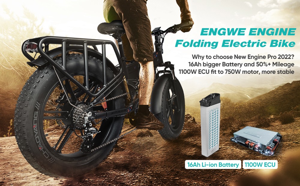 ENGWE ENGINE Pro Folding Electric Bicycle 750W 48V 16Ah Battery Black