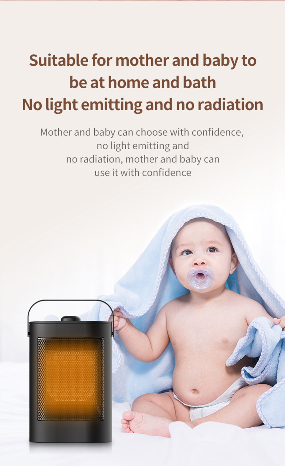 HQ-YND-900D 1500W Portable Vertical Mini Electric Heater EU Plug