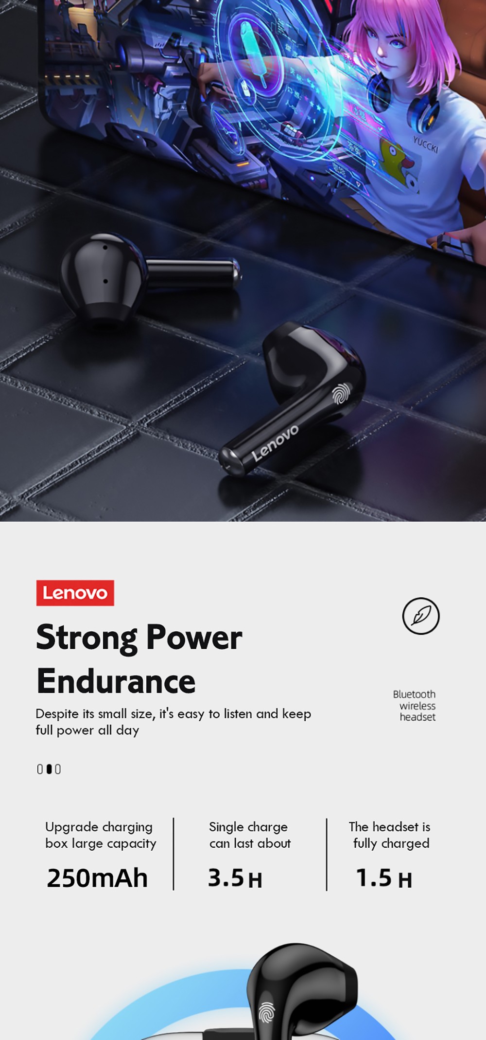 Lenovo Thinkplus LP12 TWS Headphones White