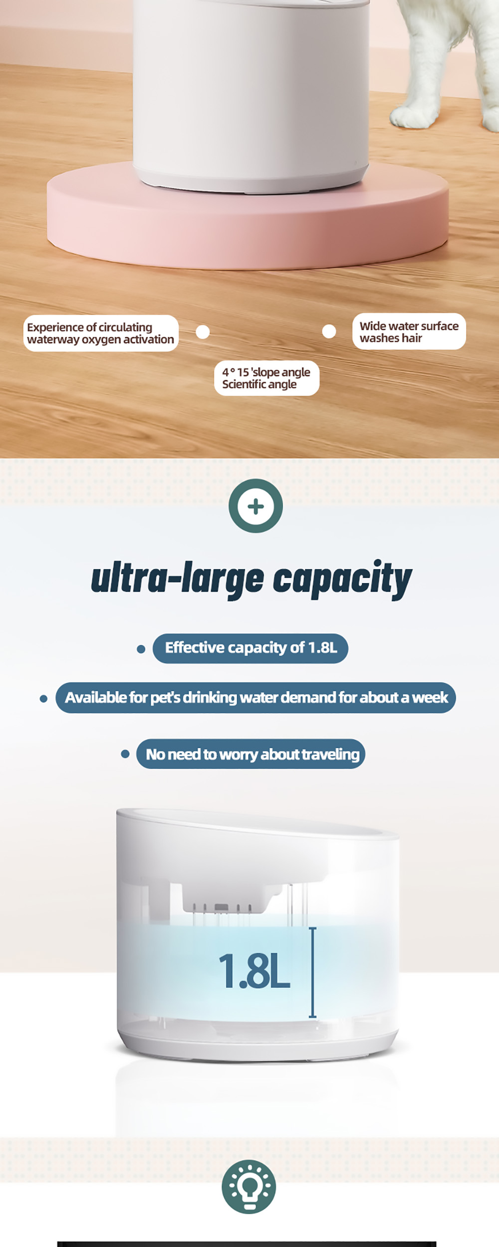 Petree 1.8L Pet Water Dispenser