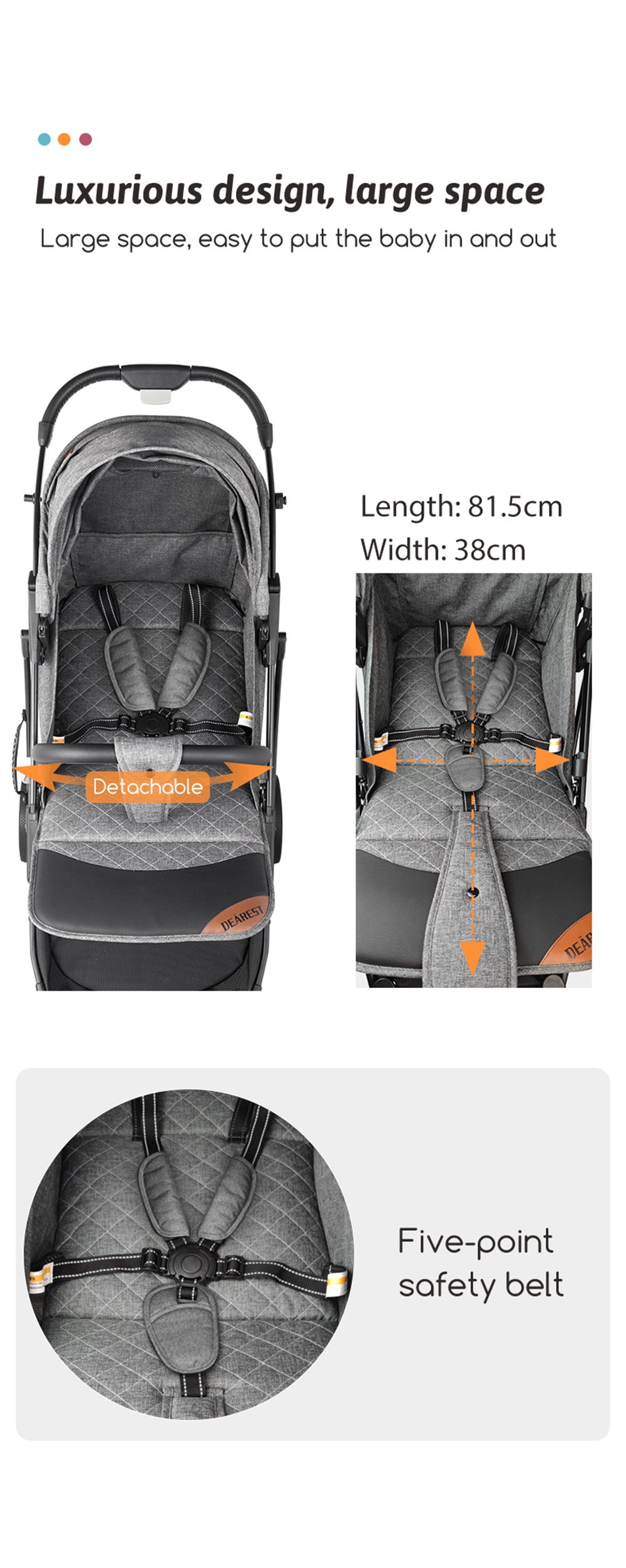 DEAREST 819 Baby Stroller Black