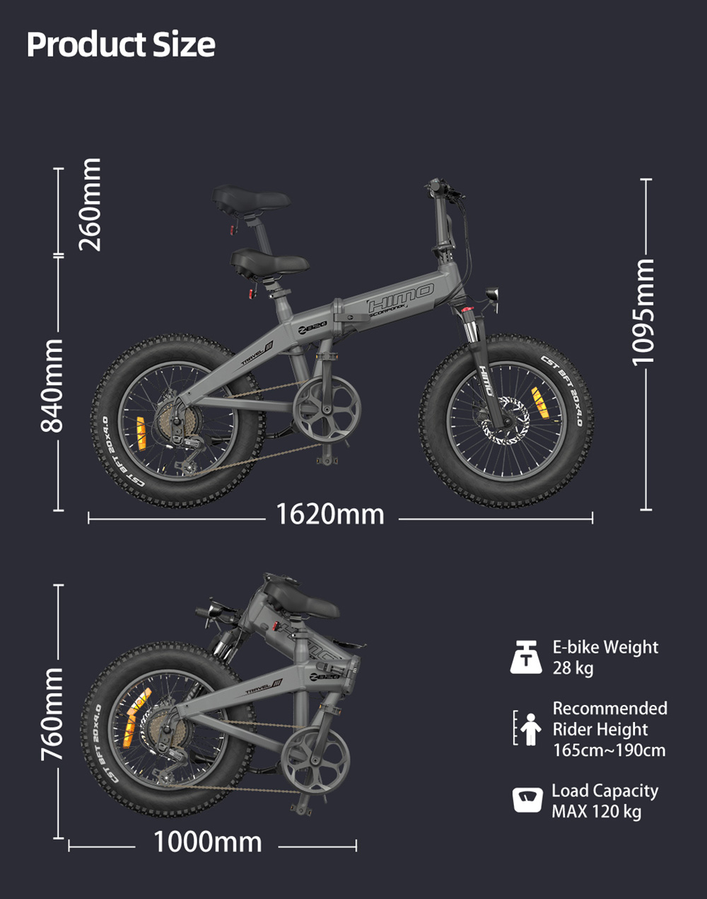 HIMO ZB20 MAX Folding Electric Mountain Bike 250W 20x4.0 Tire Khaki