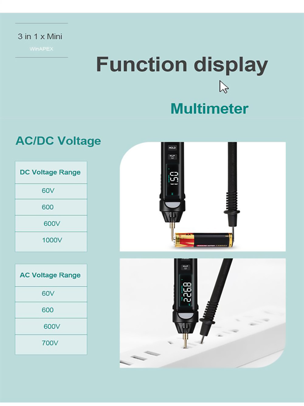 WinAPEX ET8906 RMS Digital Multimeter Black