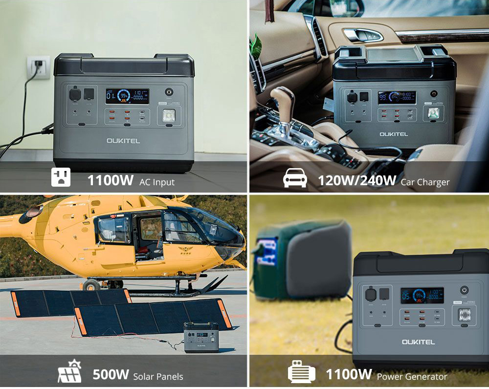 OUKITEL P2001 2000Wh Power Station + BLUETTI 200W Solar Panel