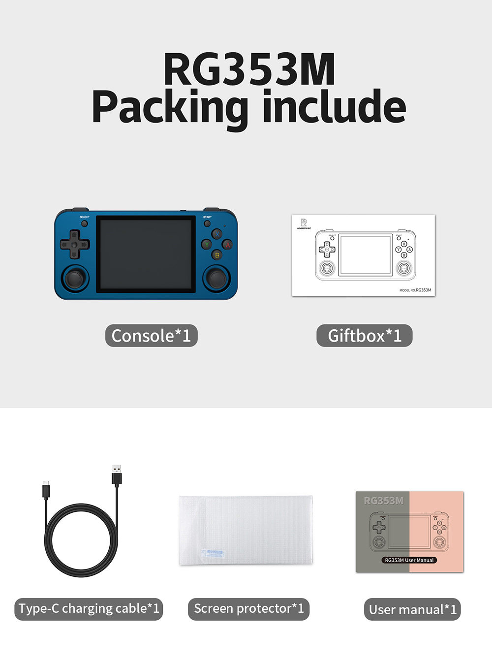 ANBERNIC RG353M Game Console 128GB TF Card with 27000 Games