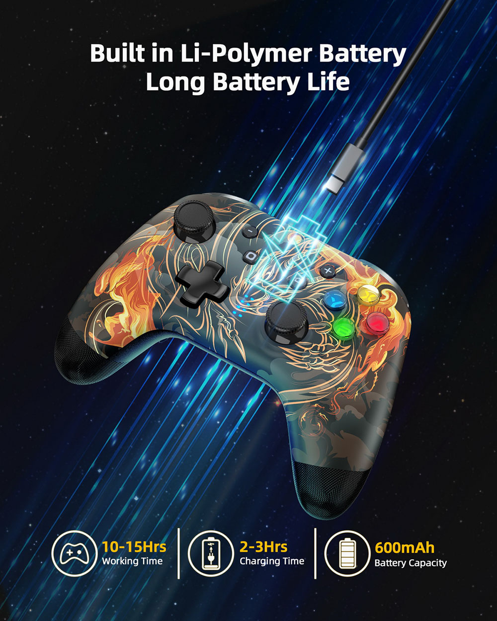 EasySMX Switch Pro Controller for Nintendo Switch Orange Dragon