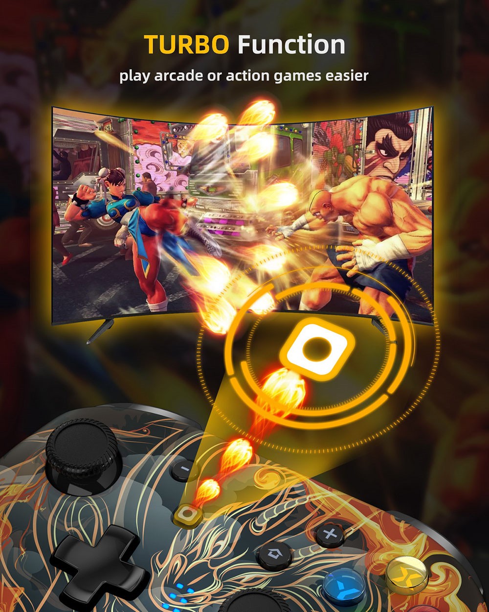 EasySMX Switch Pro Controller for Nintendo Switch Orange Dragon