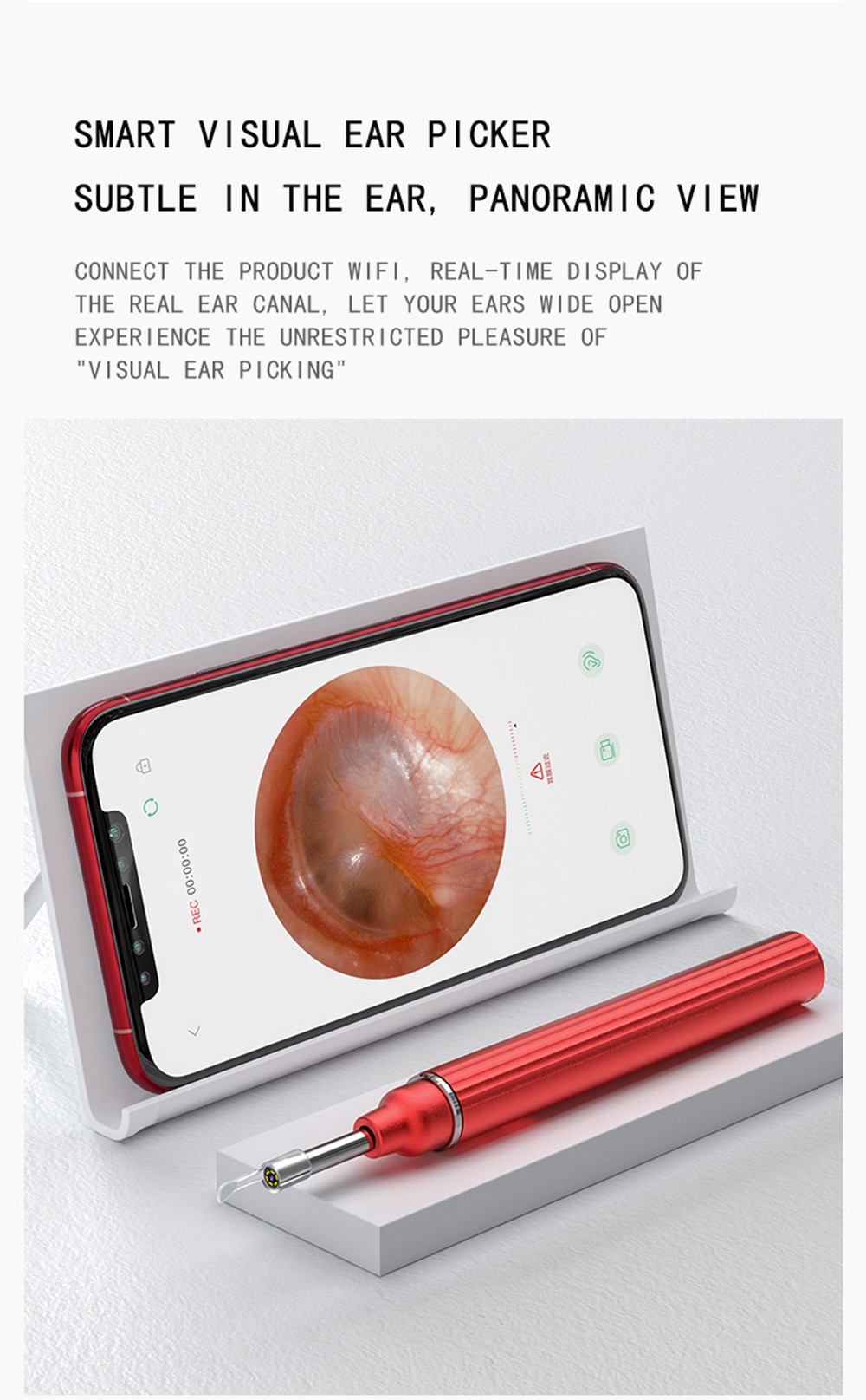 SUNUO P40 Pro Smart Visual Ear Cleaner Red