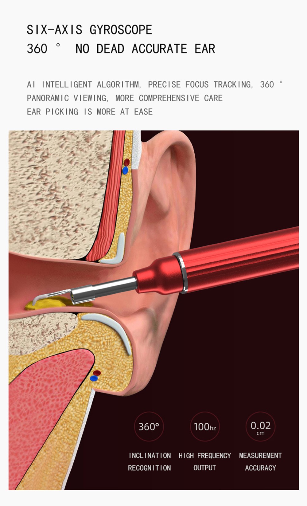 SUNUO P40 Pro Smart Visual Ear Cleaner Red