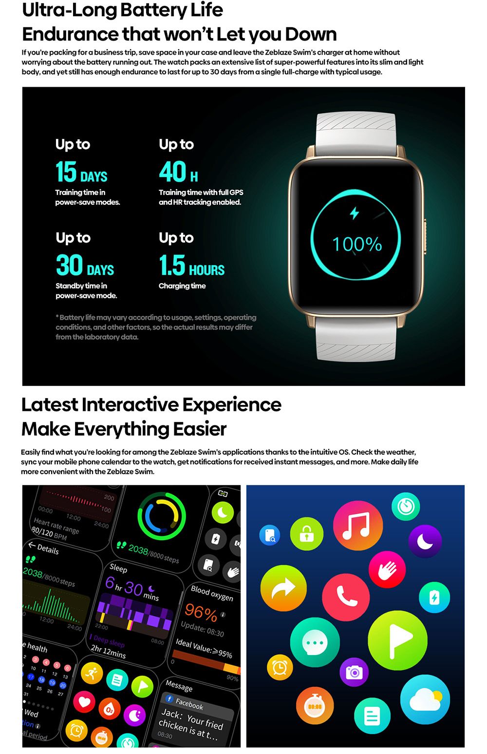 Zeblaze Swim GPS Swimming Smartwatch Black