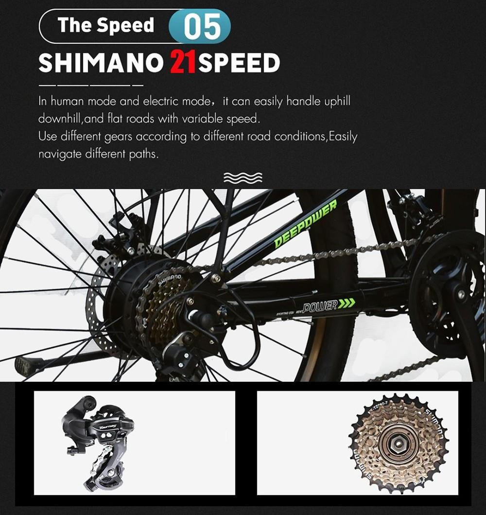 DEEPOWER K26 Electric Bike 26 Inch 48V 500W Motor 12.8Ah 35Km/h Speed