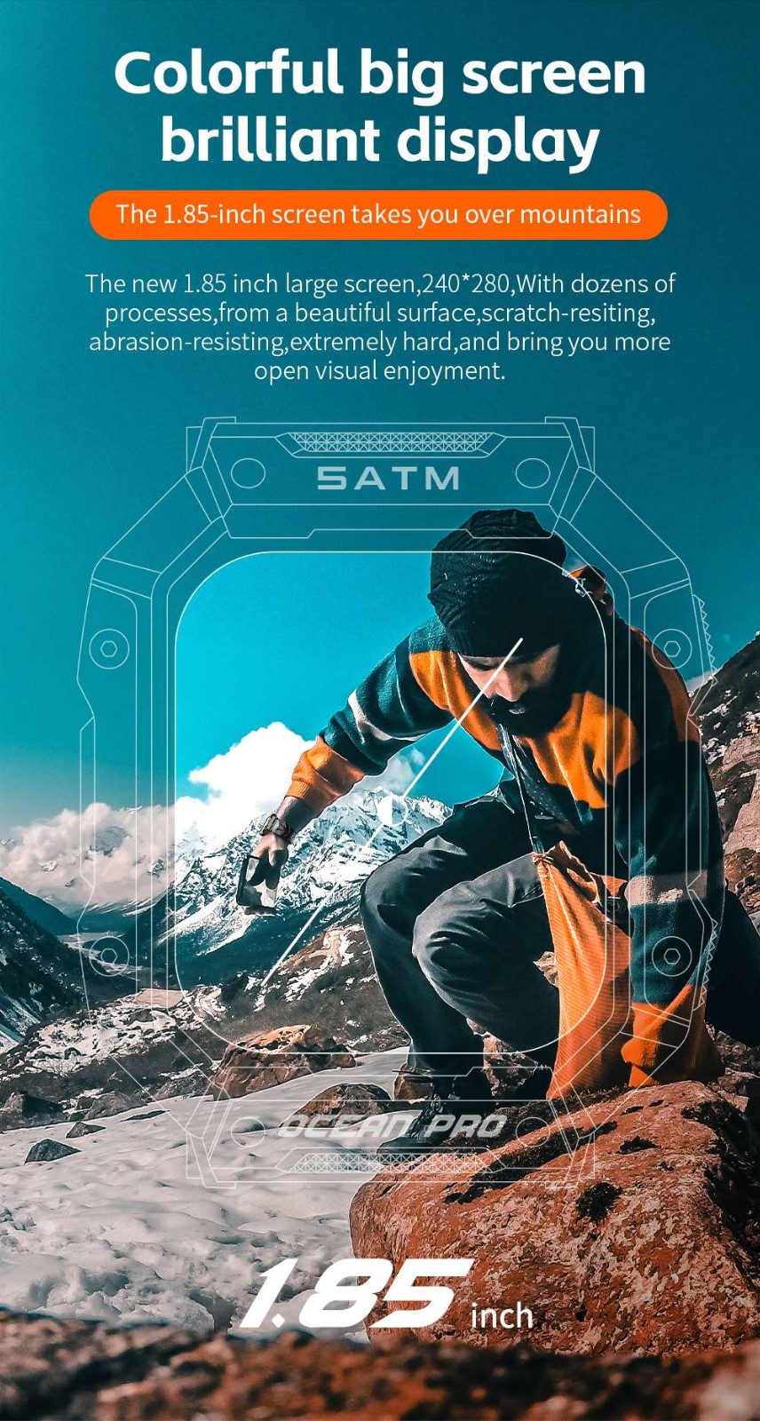 LOKMAT OCEAN PRO Smartwatch 1.85 inch Full Touch Screen Black