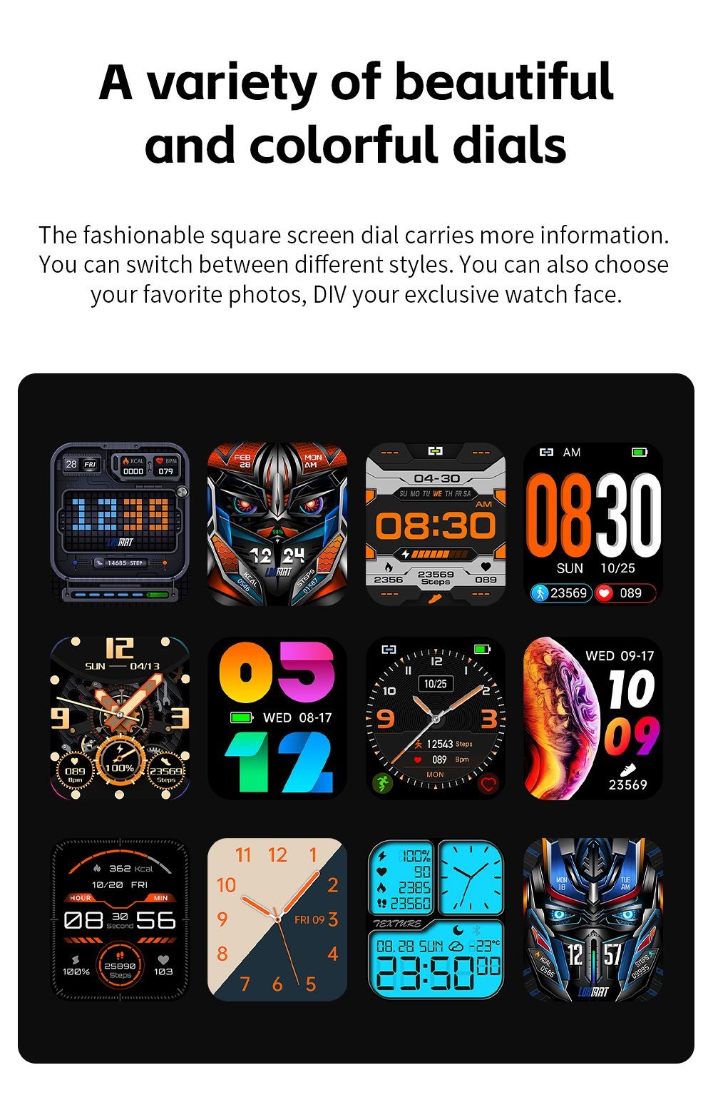 LOKMAT OCEAN PRO Smartwatch 1.85 inch Full Touch Screen Black