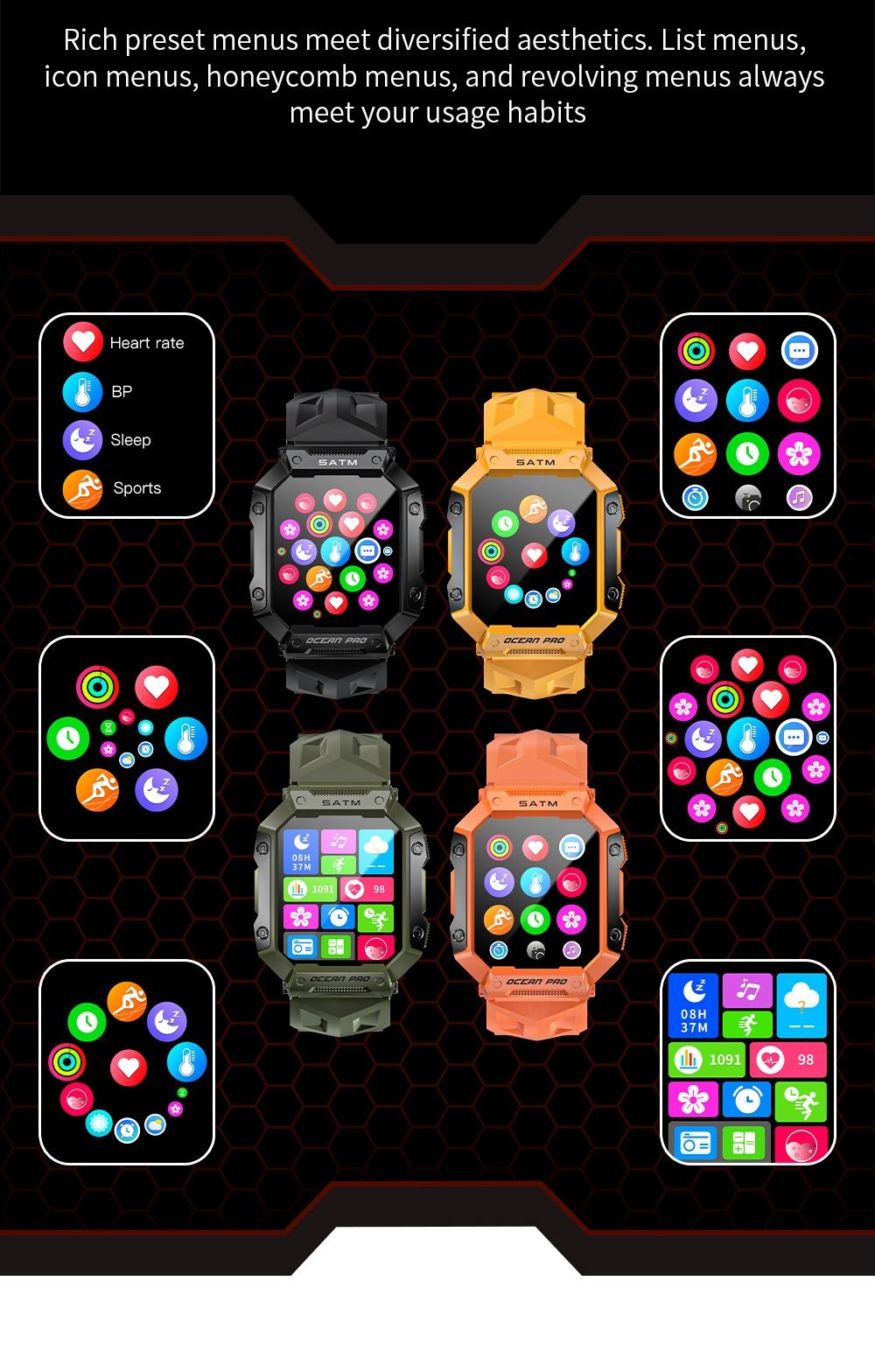 LOKMAT OCEAN PRO Smartwatch 1.85 inch Full Touch Screen Yellow