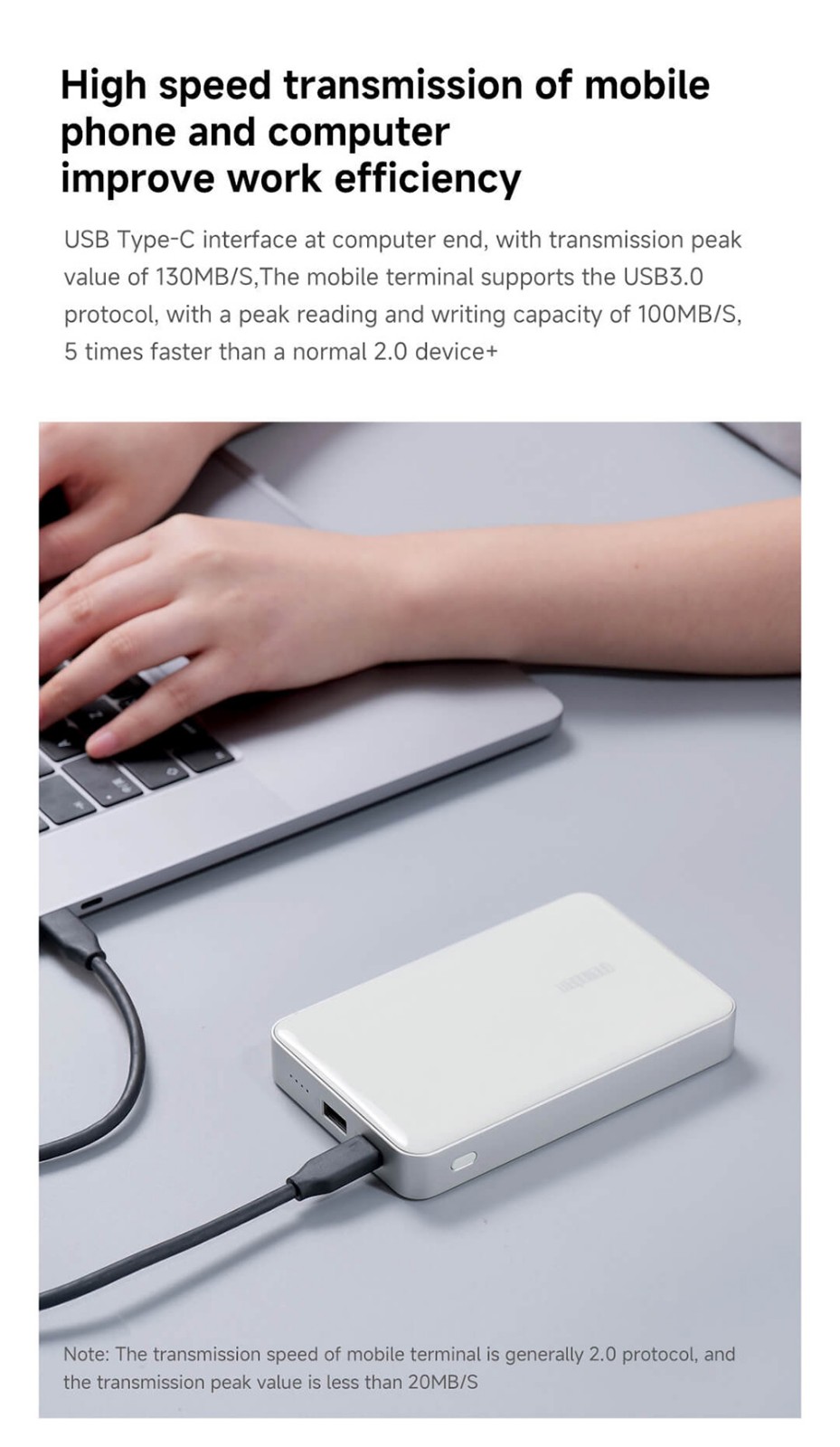 onemodern M6 HDD High-speed External 1TB Hard Drive White
