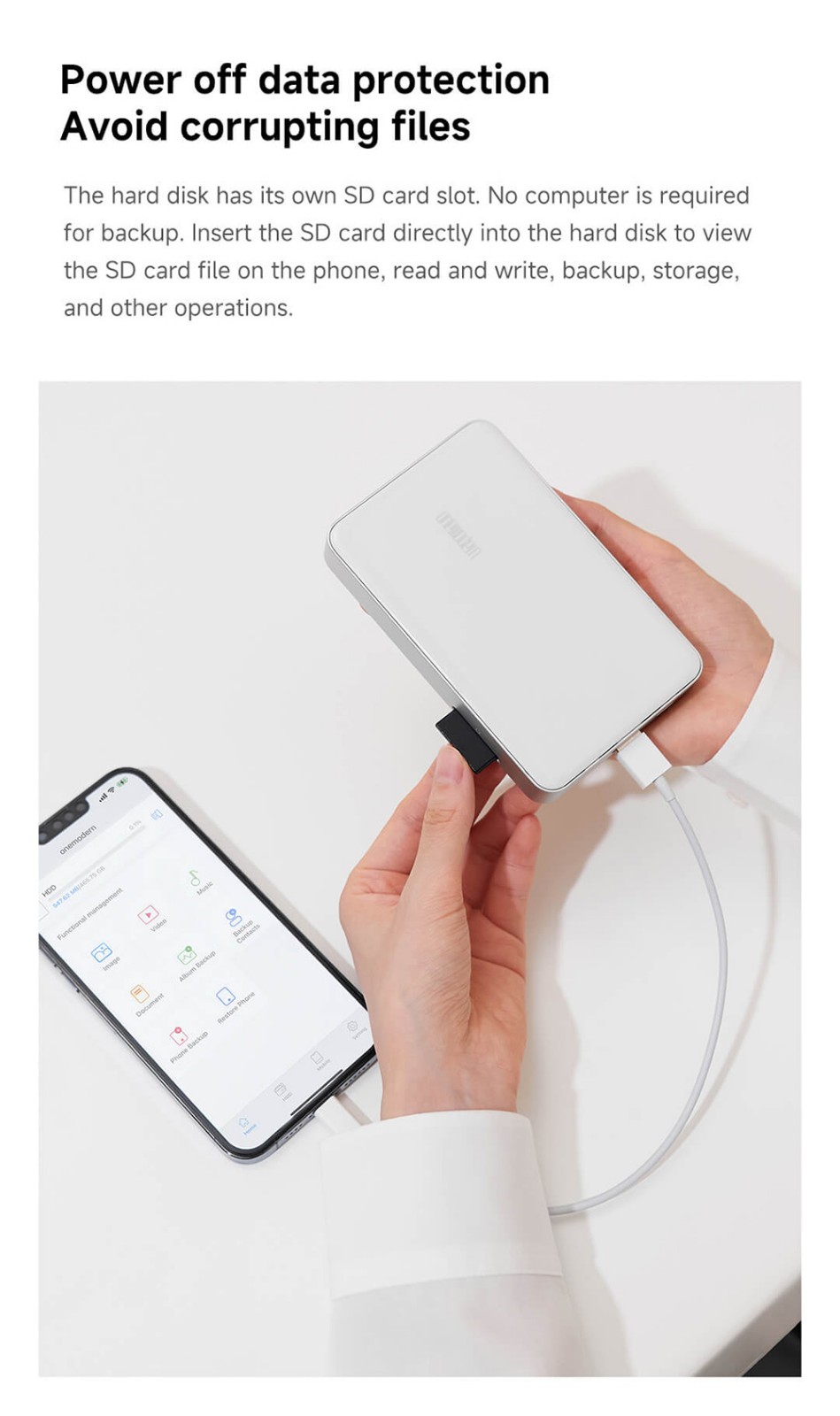 onemodern M6 HDD High-speed External 1TB Hard Drive White