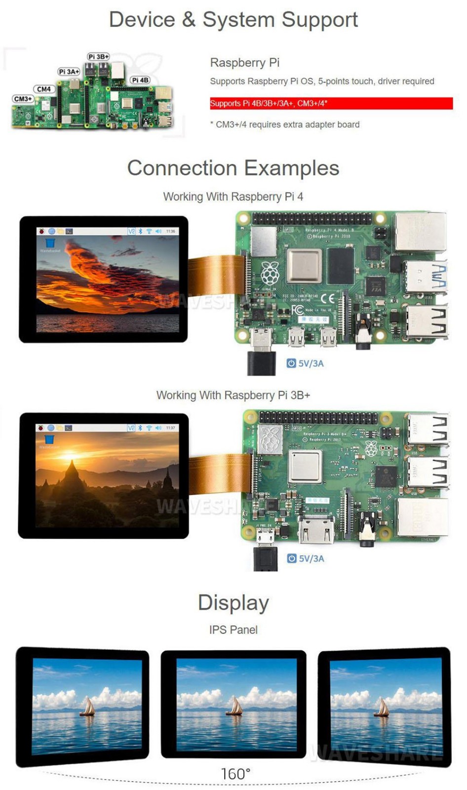 Waveshare 2.8in IPS Touch Display for Raspberry Pi 4B/3B+/3A+, CM3+/4