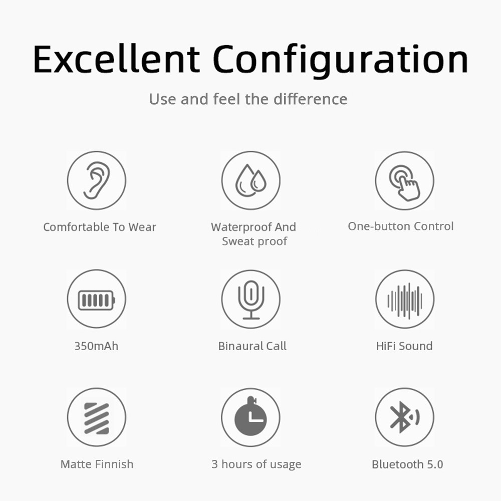 I12 Macaron TWS Earbuds Bluetooth 5.0 Black