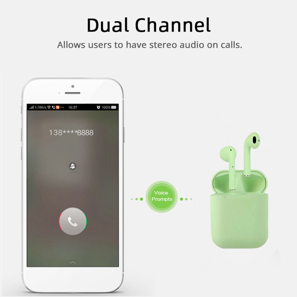 I12 Macaron TWS Earbuds Bluetooth 5.0 Green