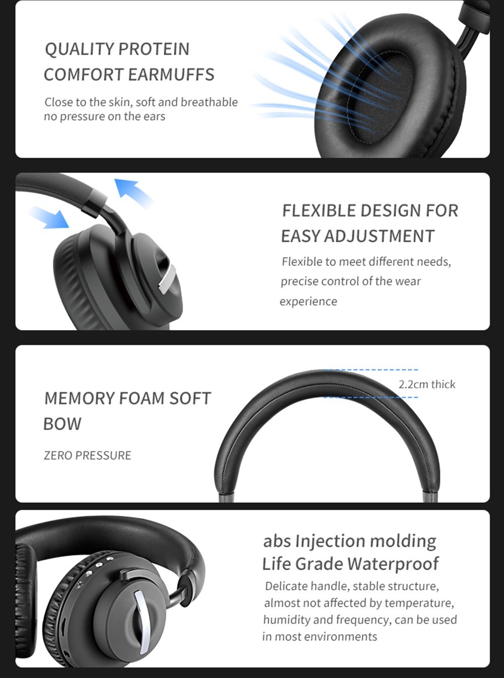 SODO SD-1006 Bluetooth Headset, Bluetooth 5.1 Black