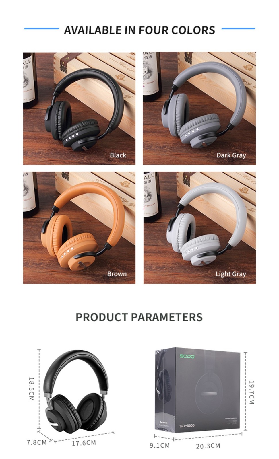 SODO SD-1006 Bluetooth Headset, Bluetooth 5.1 Black