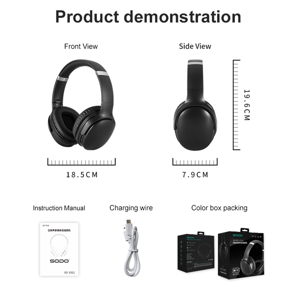 SODO SD-1011 Double Bass Smart Bluetooth Headset Blue