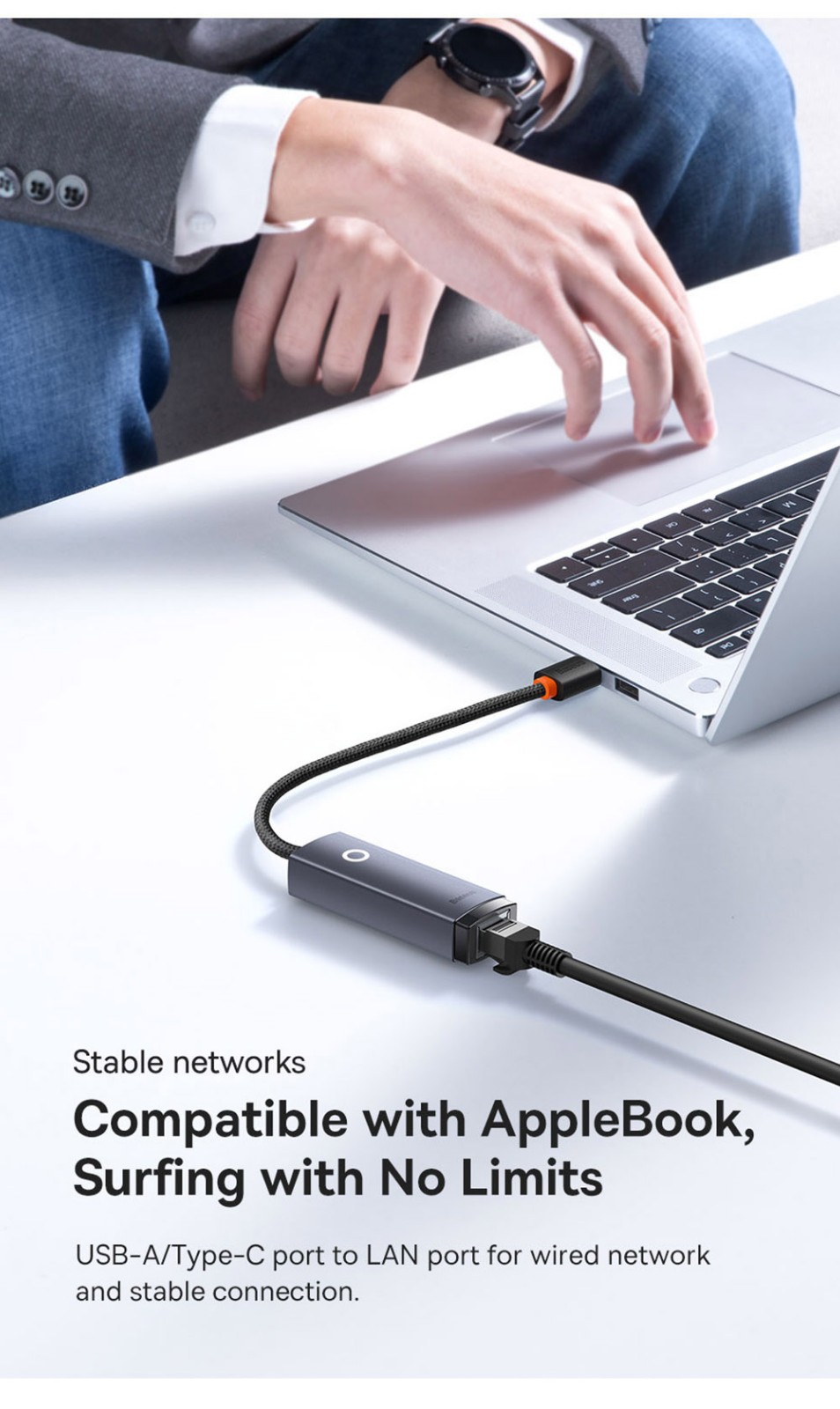 Baseus Usb Ethernet Adapter Type C 100mbps To Rj45 Lan Port