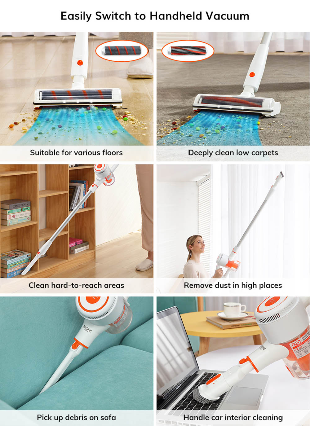 EASINE by ILIFE G80 Cordless Stick Vacuum Cleaner