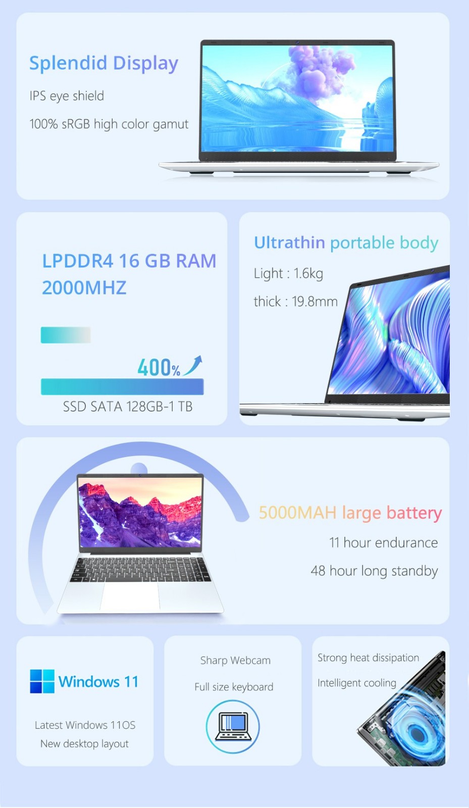 KUU Yepbook 15.6'' Laptop 19.8mm Ultra Thin