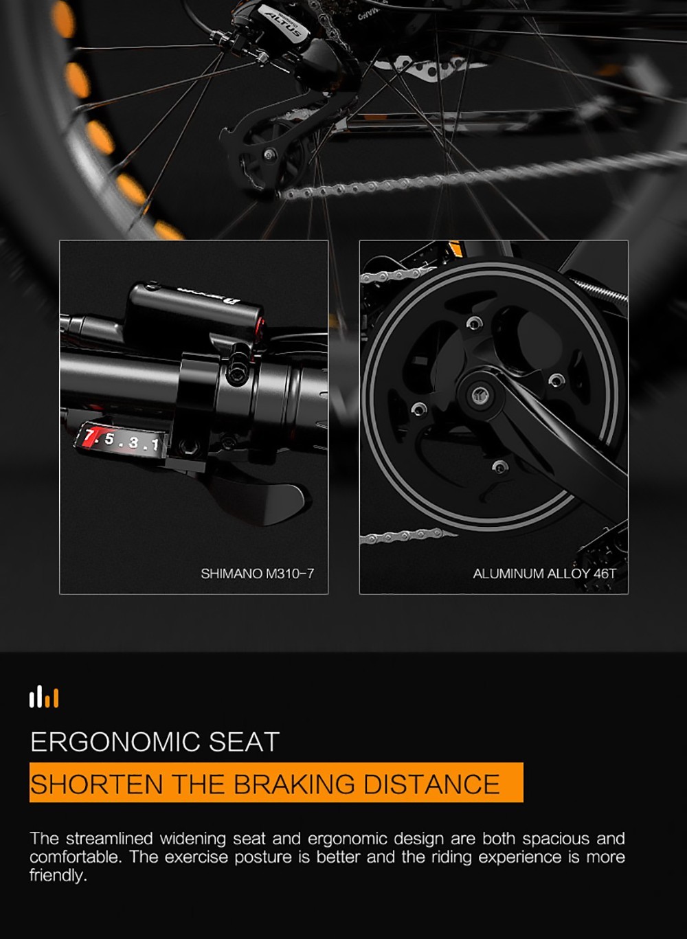 LANKELEISI RV800 Electric Bike 26*4.0'' Wheel Orange