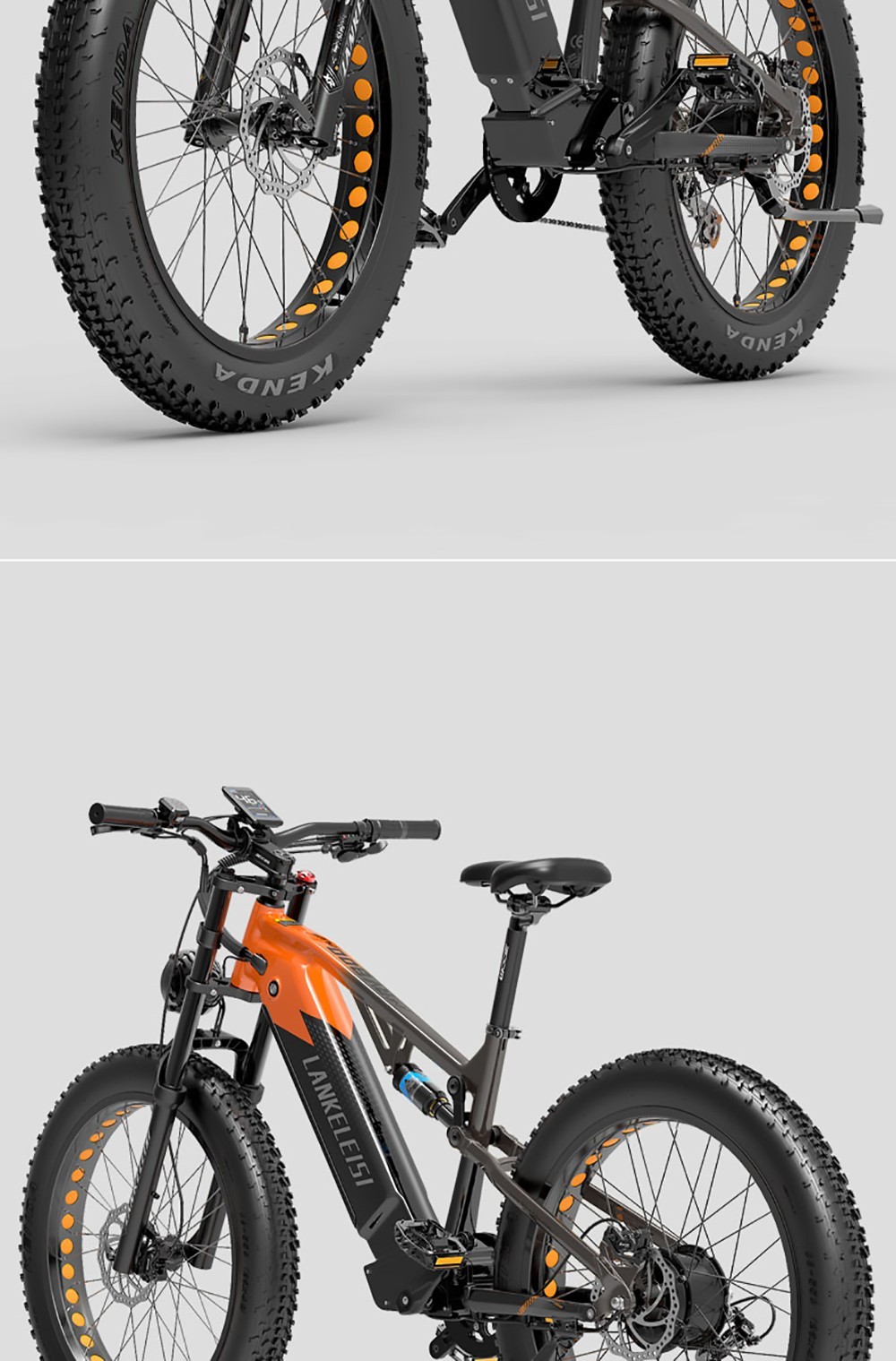 Vélo électrique LANKELEISI RV800 Roue 26*4.0'' Orange