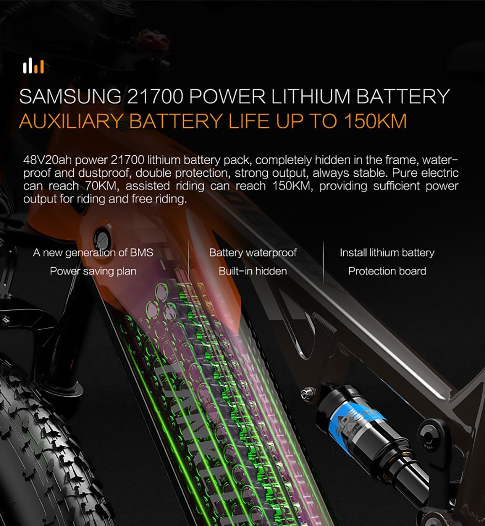 LANKELEISI RV800 Electric Bike 26*4.0'' Wheel Orange