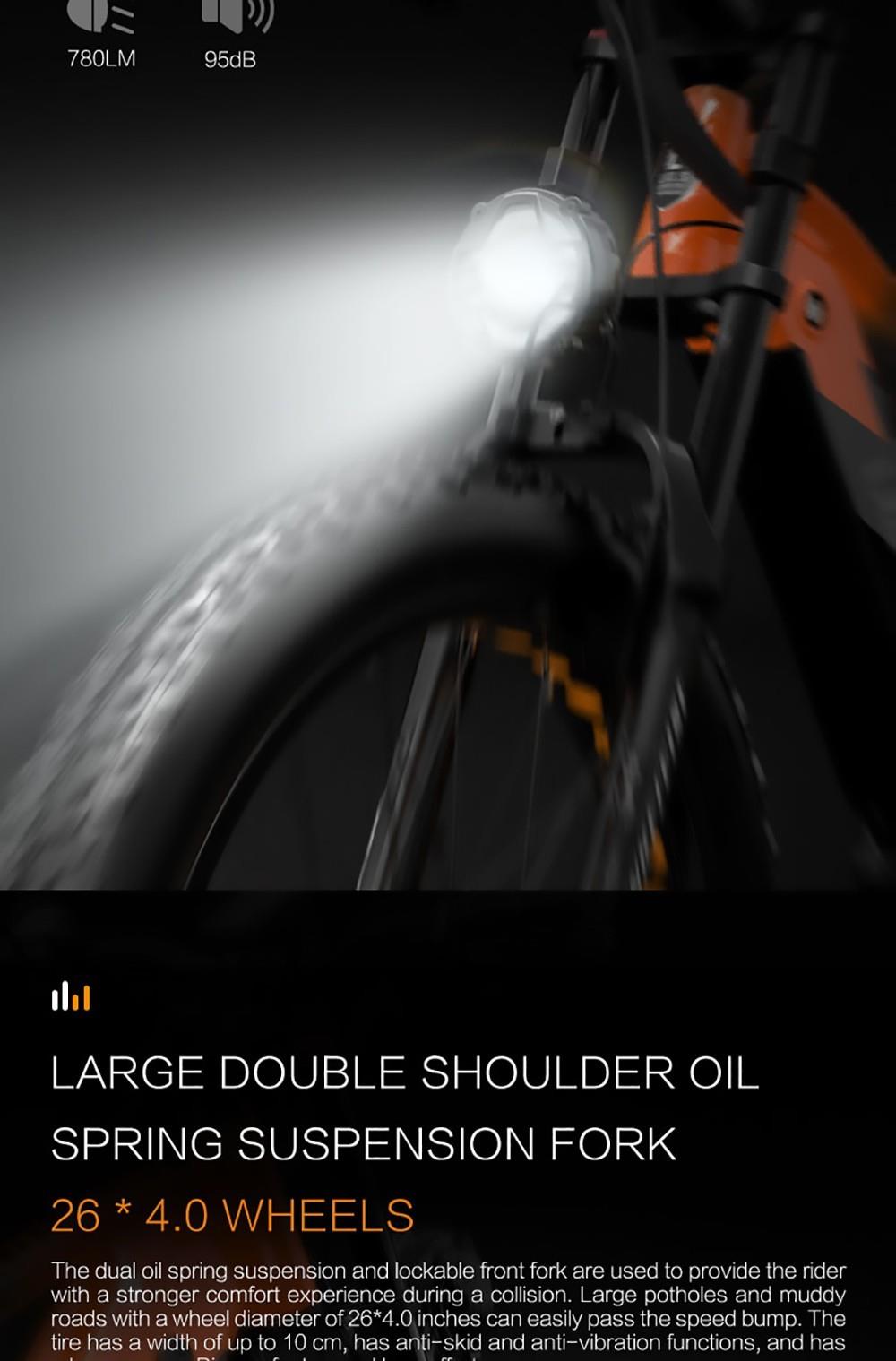 LANKELEISI RV800 Electric Bike 26*4.0'' Wheel Yellow-Green