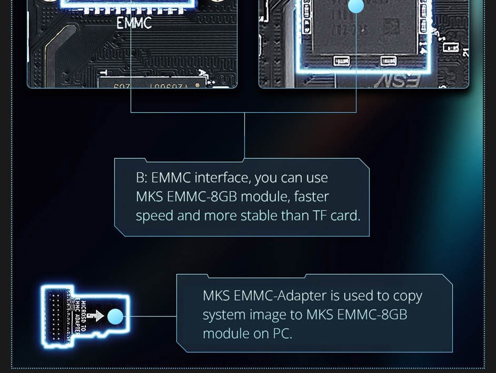 Makerbase MKS SKIPR V1.0 Kontrol Kartı MKS PI-TS35 MKS EMMC Kiti