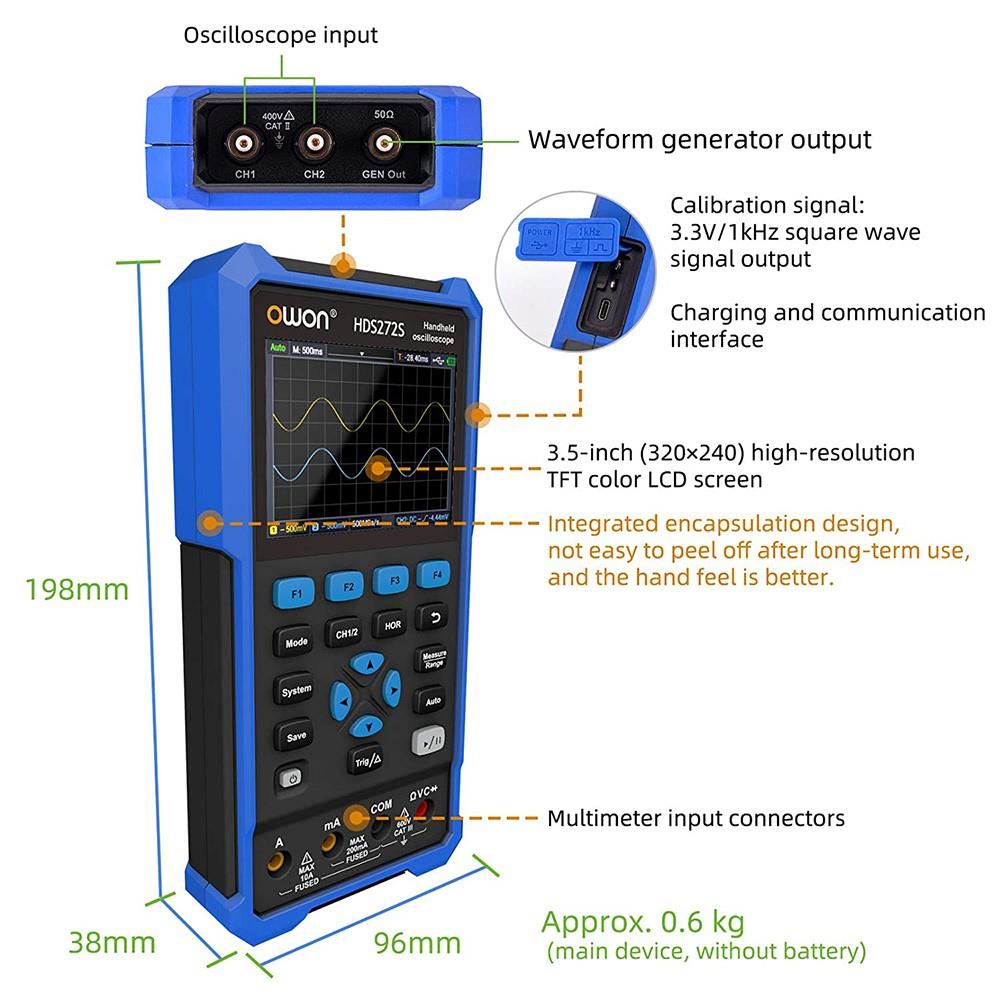 OWON HDS272S 3 in 1 Digital Oscilloscope UK Plug