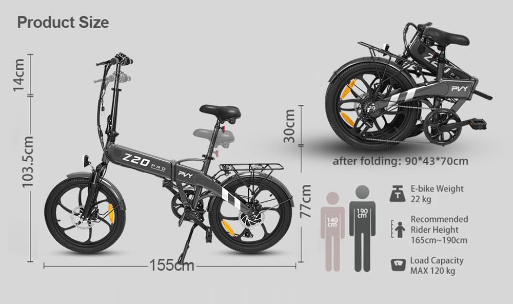 PVY Z20 Pro Folding Electric Bike | 500W, 80KM Range
