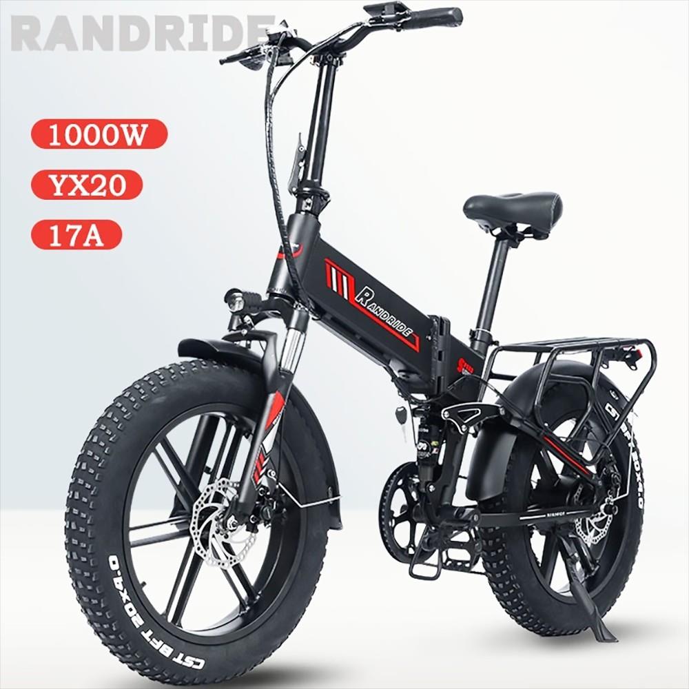 RANDRIDE YX20 Electric Bike 1000W Motor 45Km/h 48V 17Ah Spoke Wheels
