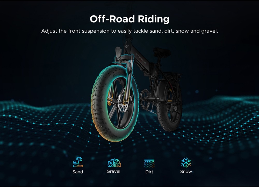 ENGWE EP-2 PRO Folding Electric Mountain Bicycle 20 Inch Fat Tires 16Ah ...