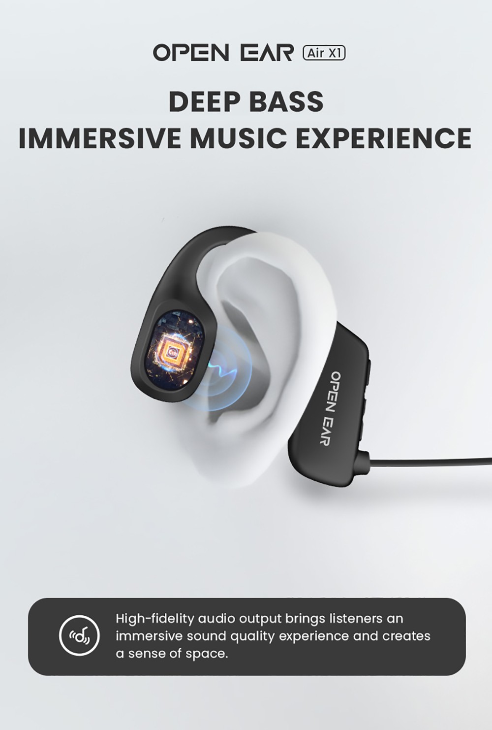 Coowoo OPENEAR Air-X1 Headset Black