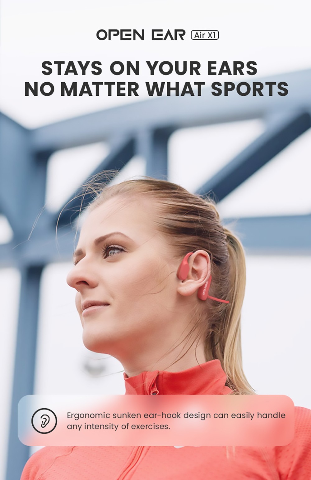 Coowoo OPENEAR Air-X1 Headset Black