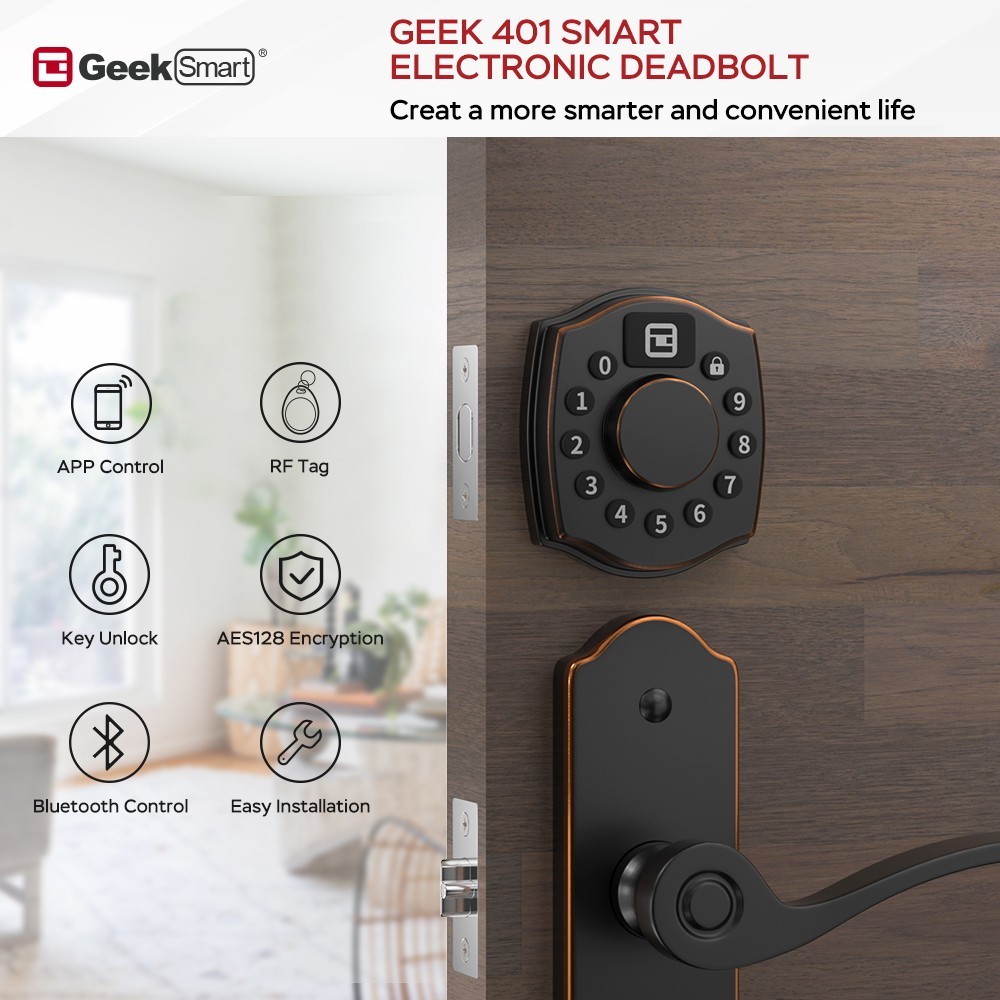Geek Smart L-F401 4 in 1 Smart Deadbolt Door Locks Black