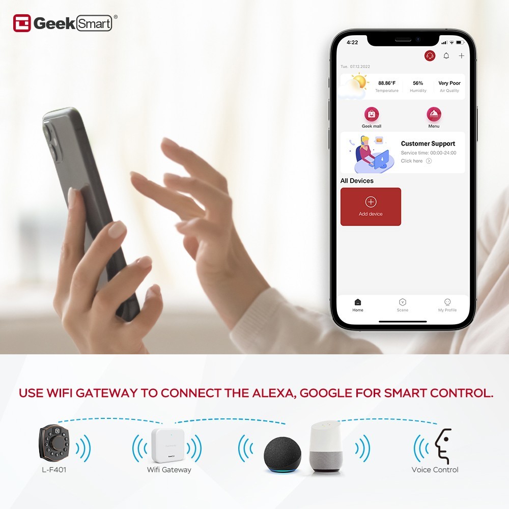 Geek Smart L-F401 4 in 1 Smart Deadbolt Door Locks Black