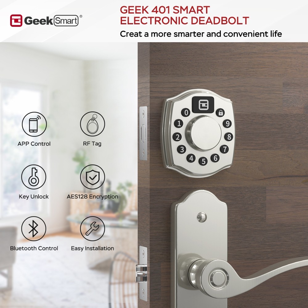 Geek Smart L-F401 4 in 1 Smart Deadbolt Door Locks Silver